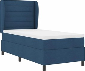 Postel s boxspringem s matrací s čelo Modrá 90 x 200 cm textil 3340486