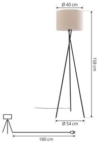 Stojací lampa Lindby Soula, Ø 40 cm, béžová, plast, E27