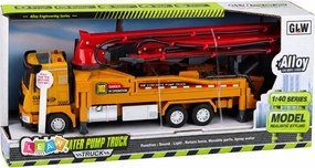 LEAN Toys Nákladní auto s čerpadlem na beton, světla, zvuky, voda, měřítko 1:40