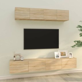 4dílný set TV skříněk dub sonoma kompozitní dřevo 3114536
