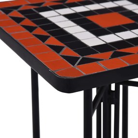 Mozaikový odkládací stolek terakota a bílý keramika - Default Title