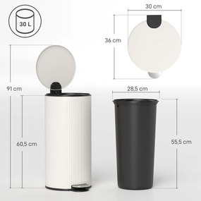 HOMCOM Koš na odpadky 30 L nášlapný s víkem Softclose a pedálem, vnitřní kovový kbelík, černý, 36 x 30 x 60,5 cm 851-063V00CW