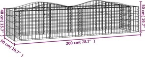 Klenutý gabion vyvýšený záhon 200x50x50 cm pozinkované železo 153542