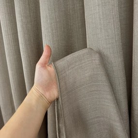Záclona/Závěs  béžovo-hnědá Linen Mist s efektem lnu a olůvkem Ervi 4451