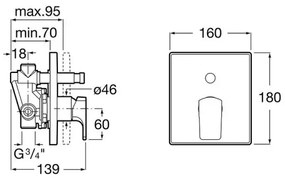 Roca A5A0B01C00 - Sprchová baterie pro podomítkovou instalaci L90 lesklý chrom