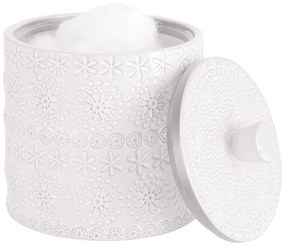 Spirella dóza na odličovací tampony RELIEF, bílá, porcelán