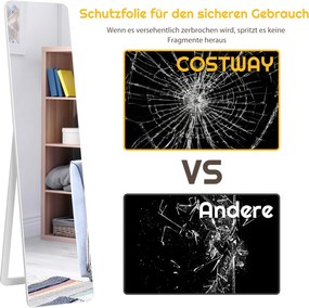 Costway 2 v 1 zrcadlo v celé délce stojící zrcadlo a nástěnné zrcadlo, bílý