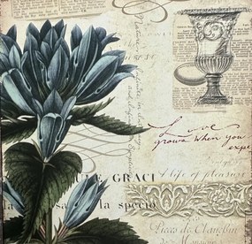 Plechová retro cedule Květ modrý