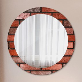 Kulaté zrcadlo tištěný rám Červená cihla fi 70 cm