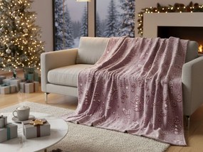 Svítící vánoční mikroplyšová deka PAINTY CHRISTMAS, vínová Rozměr: 150 x 200 cm