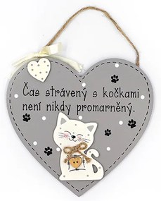 Domov&Mazlíci Dřevěná cedule srdce Čas strávený s kočkami