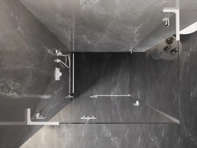 Mexen Lunar, L sklápěcí sprchový kout levý 95 x 80 cm, 8mm čiré sklo, bílý profil, 834L-095-080-20-00-L