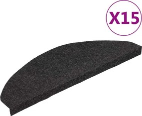 Samolepicí nášlapy na schody 15 ks 65x22,5x3,5 cm černé 136396