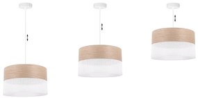 Light Home Závěsné svítidlo Wood, 1x béžová dubová dýha/bílé plastové stínítko, (fi 35cm)