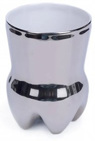 Sklenice Cola Cup SILVER – QUBUS, stříbrná, porcelán