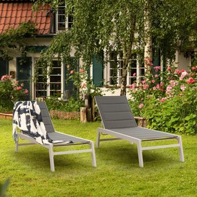 Renazzo Lounge, zahradní lehátko, 70/30 PVC / PE, hliník, 6 úrovní, šedo/bílá