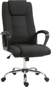 Kancelářská židle Vinsetto s funkcí houpání a opěrkou hlavy, ergonomická pracovní židle, otočná, výškově nastavitelná, černá s texturou lnu 62 x 76 x