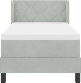 Postel s boxspringem s čelo Světle šedá 200 x 80 cm samet 3341492