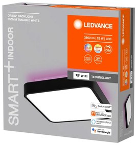Sapho, ORBIS BACKLIGHT stropní svítidlo, 350x350mm, WIFI RGB + stmívatelné, 2800lm, 28W, černá