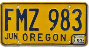 Americká SPZ Oregon Yellow FMZ 983