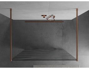 Mexen Kioto, sprchová zástěna Walk-In 100 x 200 cm, 8mm čiré sklo bílý vzor, ​​měděný matný profil, 800-100-002-65-97