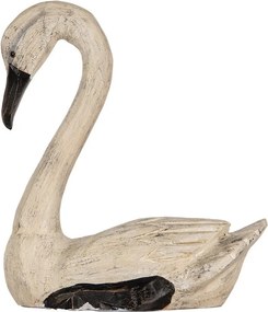 2ks béžová dřevěná dekorace Labuť Swan - 21*10*18 / 26*11*29 cm