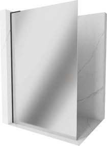 Mexen Kioto L, sprchová zástěna Walk-In 80 x 200 cm, 8mm sklo vzor zrcadlo, černý profil, 800-080-103-70-50