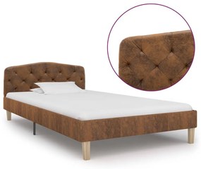 Rám postele hnědý umělá broušená kůže 90 x 200 cm - Default Title