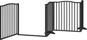 Zábrana pro psy s dvířky skládací 12 panelů černá 960 cm topol 3155632