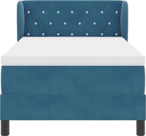 Postel s boxspringem s čelo Tmavě moddrá 100 x 200 cm samet 3340326