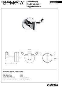 Bemeta Design OMEGA: Háček, dvojitý -