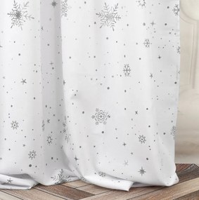 Vánoční dekorační závěs s řasící páskou XMAS TIME bílá stříbrné vločky 145x250 cm (cena za 1 kus) MyBestHome