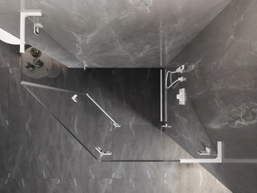 Mexen Lunar, L pravý výklopný pětiúhelníkový sprchový kout 100 x 90 cm, 8mm čiré sklo, bílý profil, 831L-100P-090L-20-00-P
