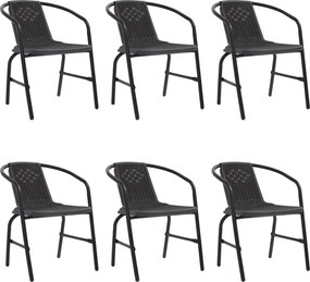 vidaXL Zahradní židle 6 ks plastový ratan a ocel 110 kg [3107704]