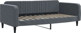 Válenda s přistýlkou a zásuvkami tmavě šedá 90 x 200 cm samet 3197112