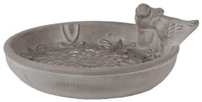 Šedé antik cementové krmítko pro ptáčky s ptáčky - 25*24*9 cm
