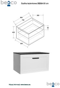 BESCO Spodní skříňka DEXA černá matná Barva - Černá , Madla - Zlatá, Rozměr A - 80 cm, Rozměr B - 50 cm, Rozměr C - 40 cm - NASUD854CZ