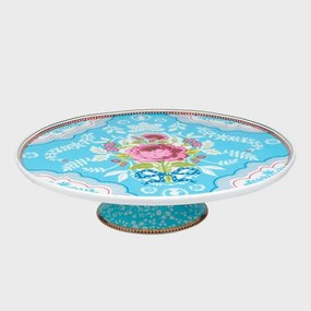 Pip Studio Floral Dortový tác na nožce modrý 30,5cm