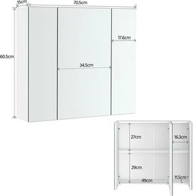 Zrcadlová skříňka – 71 × 15 × 61 cm, nové provedení (255727450724)