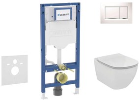 Geberit Duofix - Set předstěnové instalace, klozetu Tesi a sedátka, tlačítko Sigma20, bílá/chrom SANI11CD3120