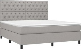 Box spring postel s matrací a LED světle šedá 160x200 cm textil 3135125