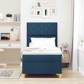Postel s boxspringem s čelo Modrá 90 x 190 cm textil 3339664