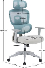Kondela Kancelářské křeslo, neomint/světle šedá/šedá, nosnost 150 kg, ERMEN