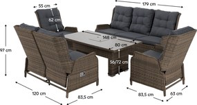 Zahradní 5-dílný ratanový set, hnědošedá/šedá, BRONTE