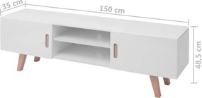 vidaXL TV stolek MDF 150 x 35 x 48,5 cm bílý s vysokým leskem [242779]