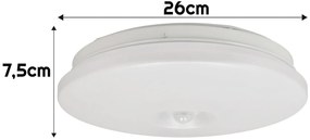 ECOLIGHT LED stropní svítidlo PIR - 12W - IP44 - neutrální bílá - senzor pohybu