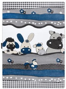 Dywany Łuszczów Dětský kusový koberec Petit Farm animals blue ROZMĚR: 200x290
