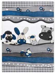 Dywany Łuszczów Dětský kusový koberec Petit Farm animals blue ROZMĚR: 160x220