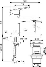 Ideal Standard Ceraplan - Umyvadlová baterie s Click Clack odtokovou garniturou, chrom BD216AA