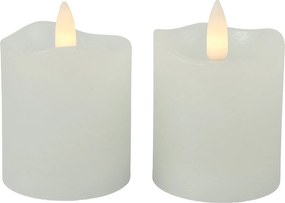 LED sloupová svíčka LYON 8 cm bílá, sada 2 ks